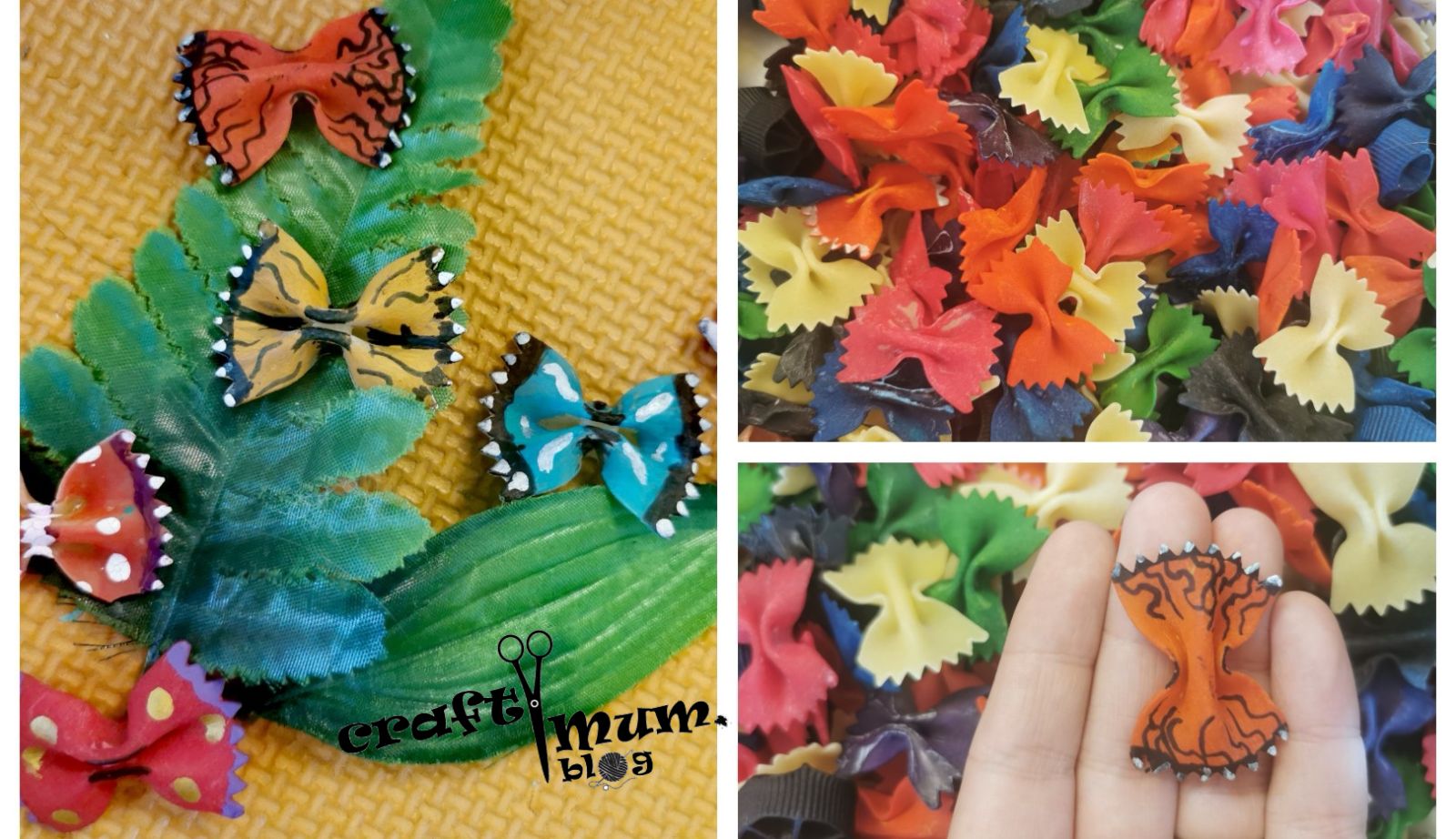 Coloured pasta butterflies or bows - Crafty Mum