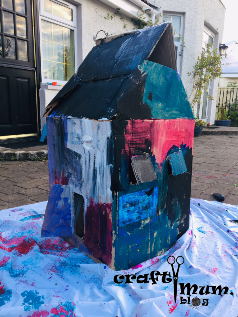 Painted cardboard house - Crafty Mum