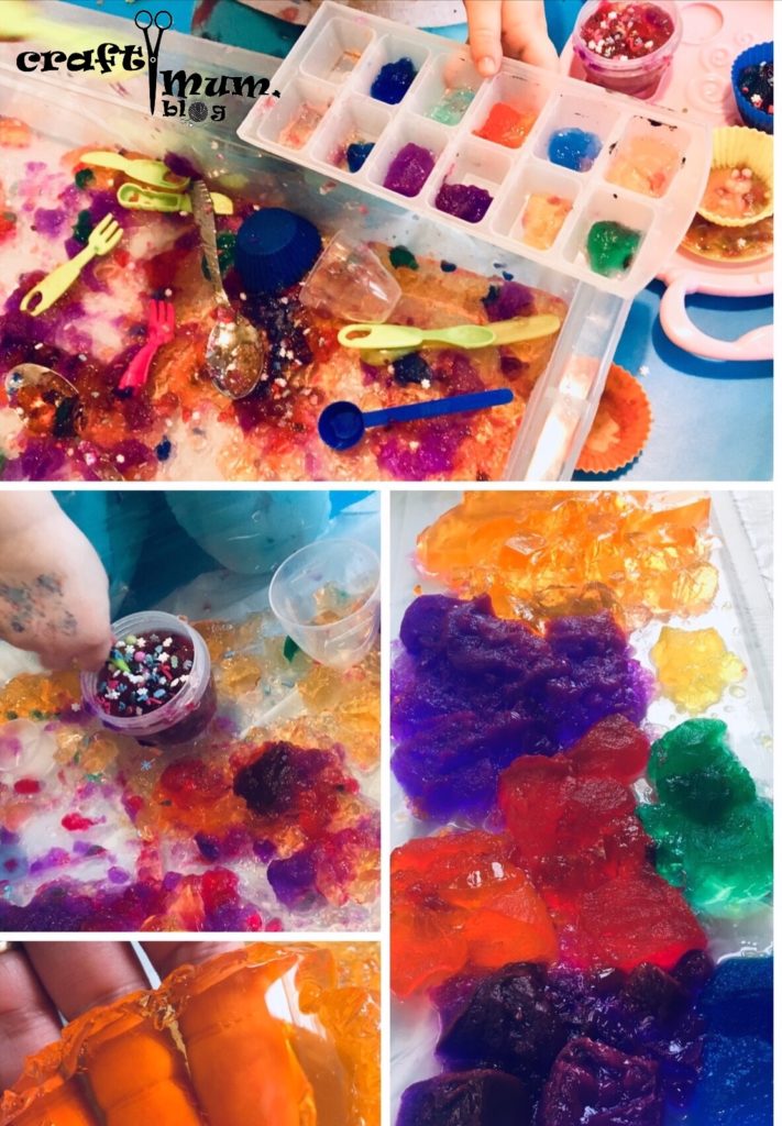 Coloured jelly play - Crafty Mum