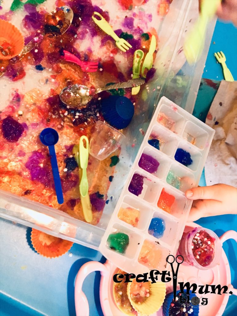Coloured jelly play - Crafty Mum